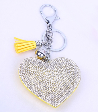 Diamante Heart Keychain Silver yellow - Bagzone - Supplier of Wholesale ...